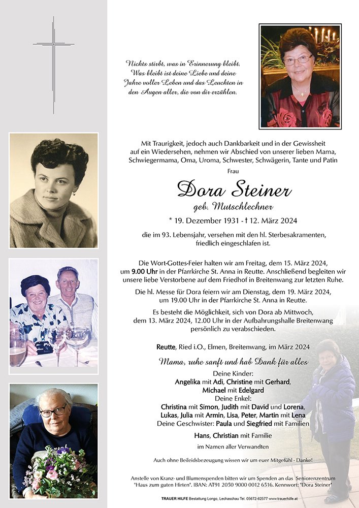Dora Steiner - Bestattung LONGO