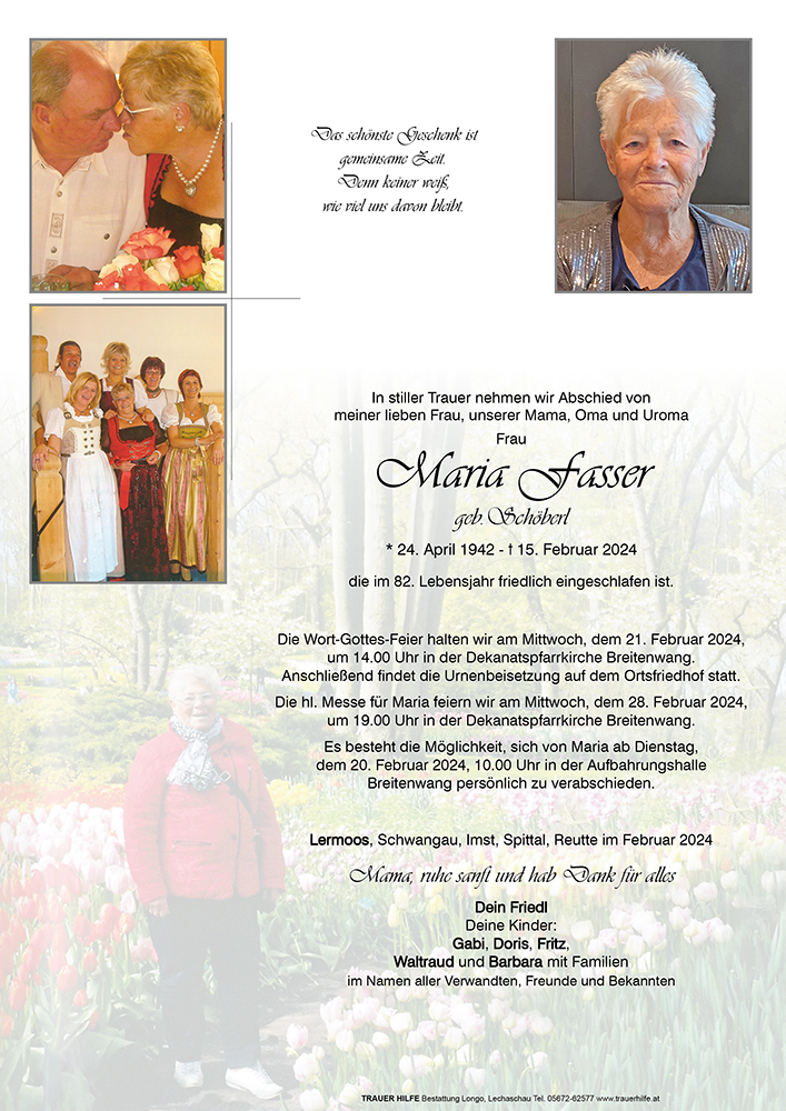 Maria Fasser - Bestattung LONGO