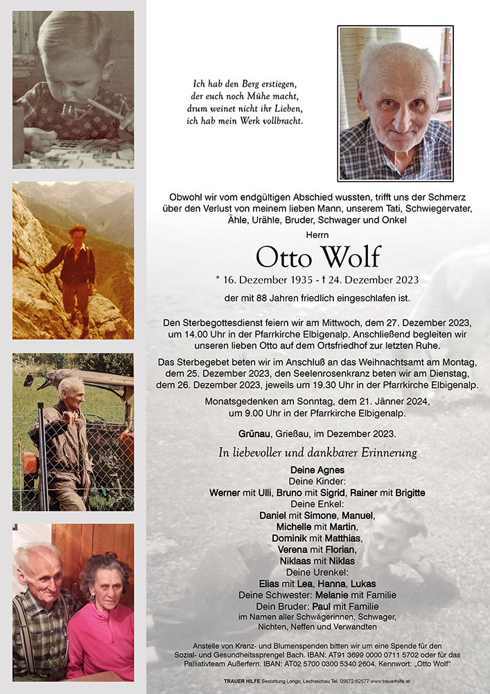 Otto Wolf - Bestattung LONGO