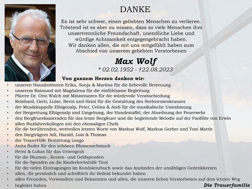 Max Wolf - Bestattung LONGO