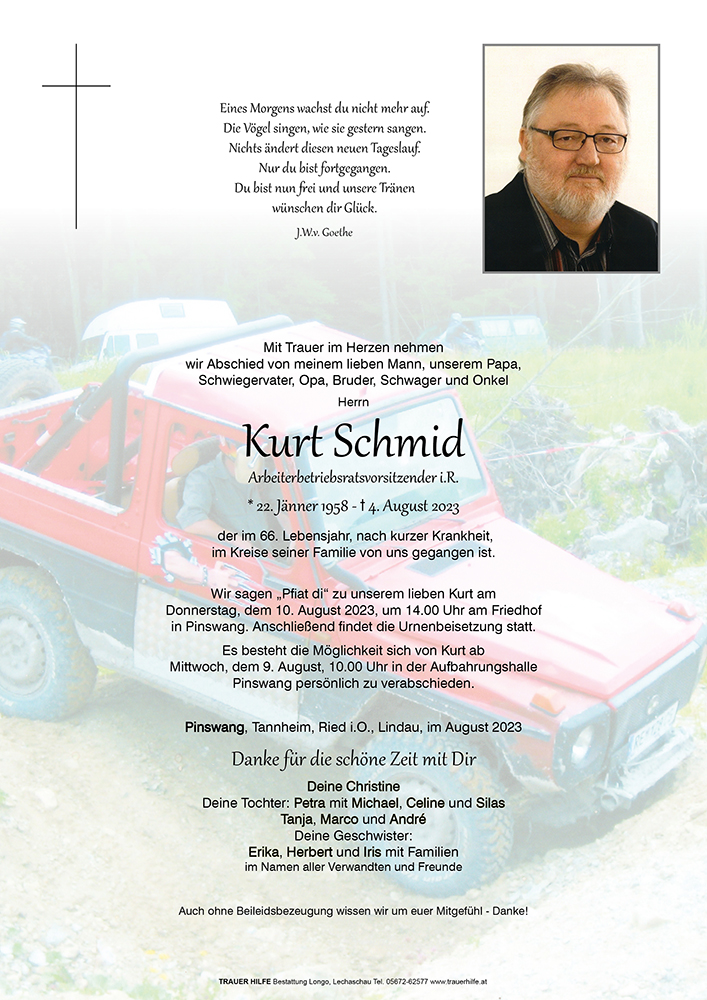 Kurt Schmid - Bestattung LONGO