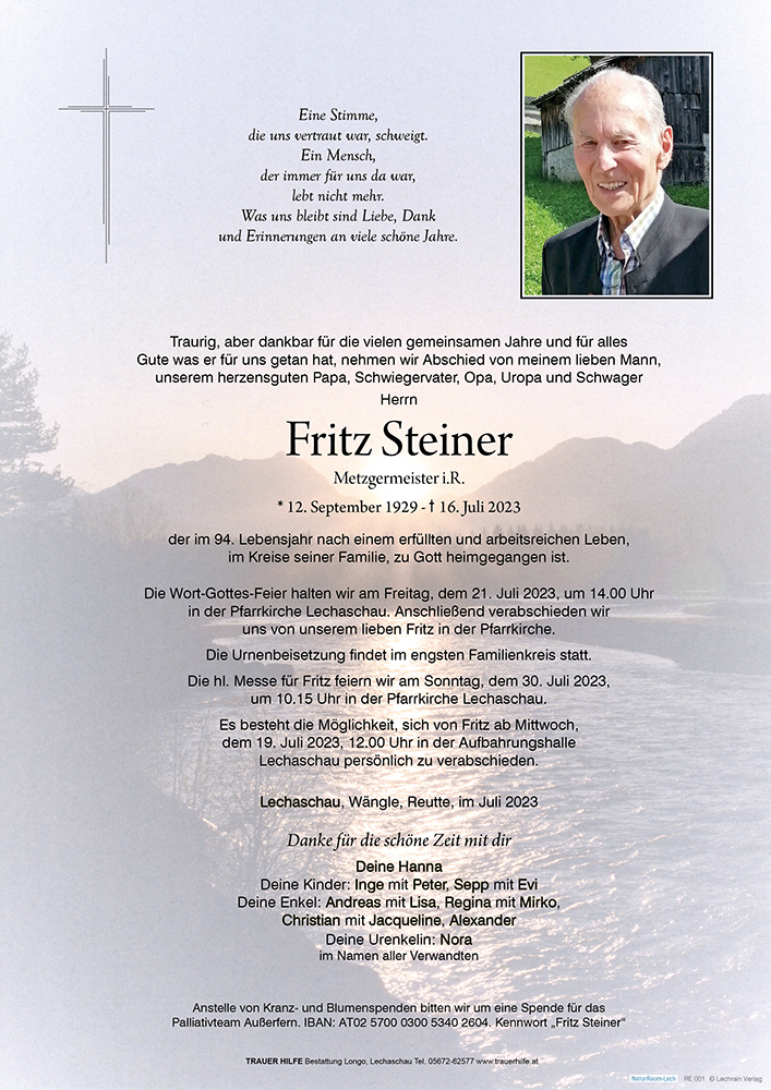 Fritz Steiner - Bestattung LONGO