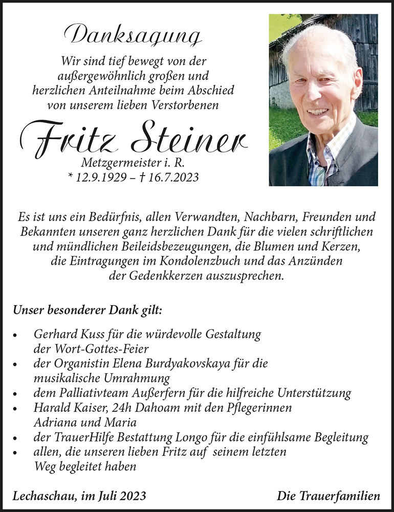 Fritz Steiner - Bestattung LONGO