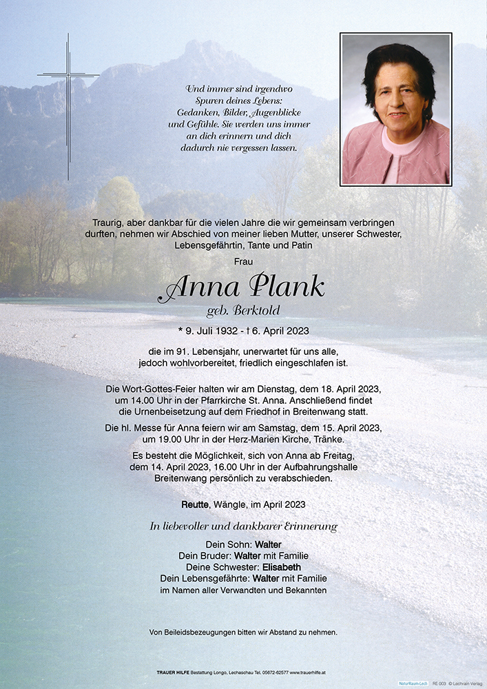 Anna Plank - Bestattung LONGO