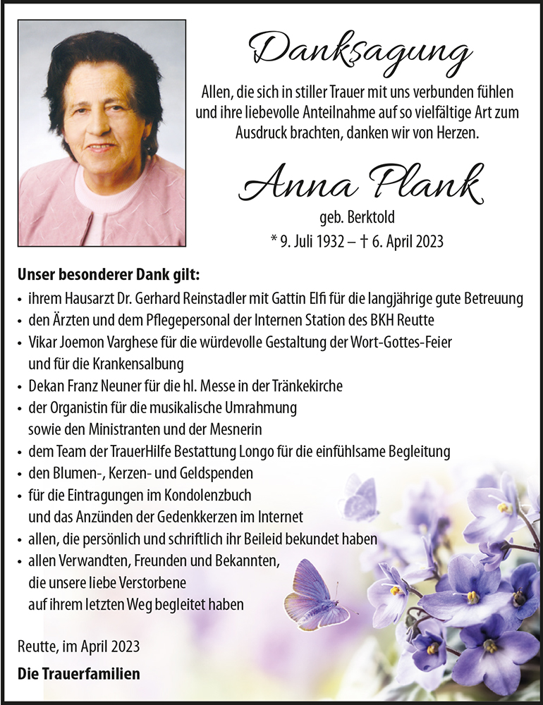 Anna Plank - Bestattung LONGO