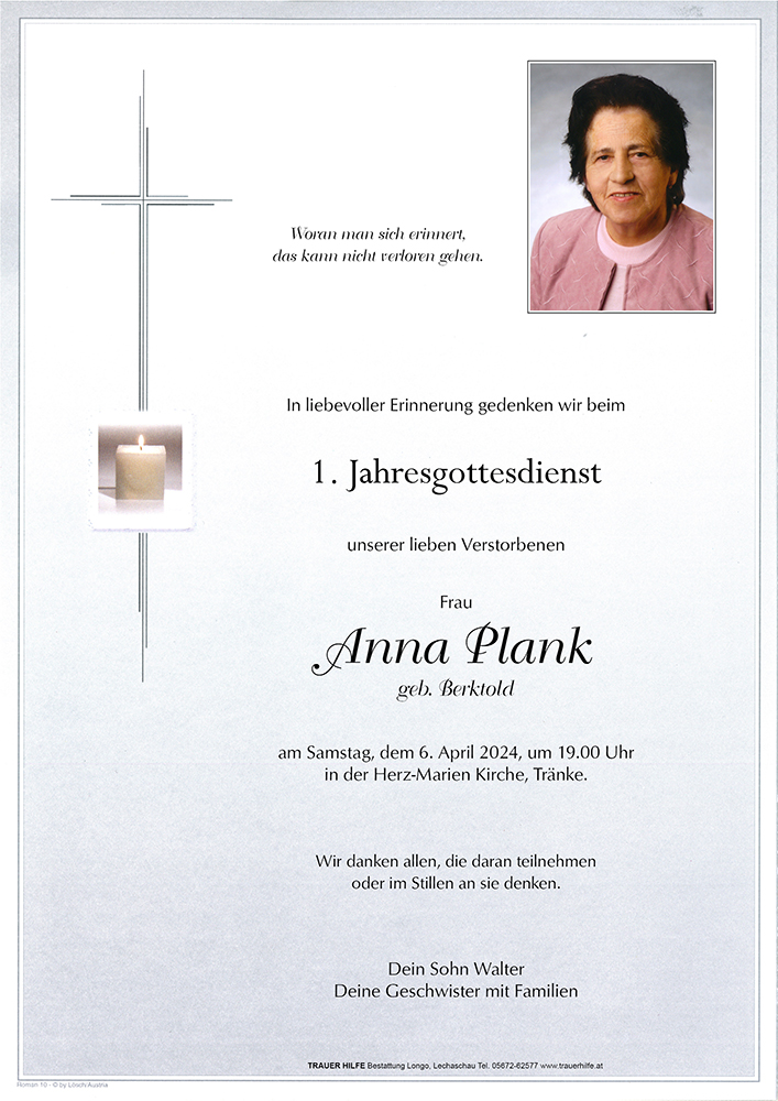 Anna Plank - Bestattung LONGO