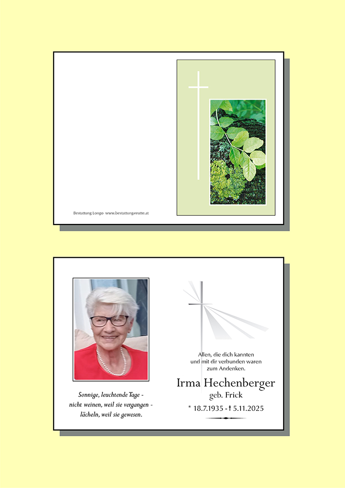 Irma Hechenberger - Bestattung LONGO