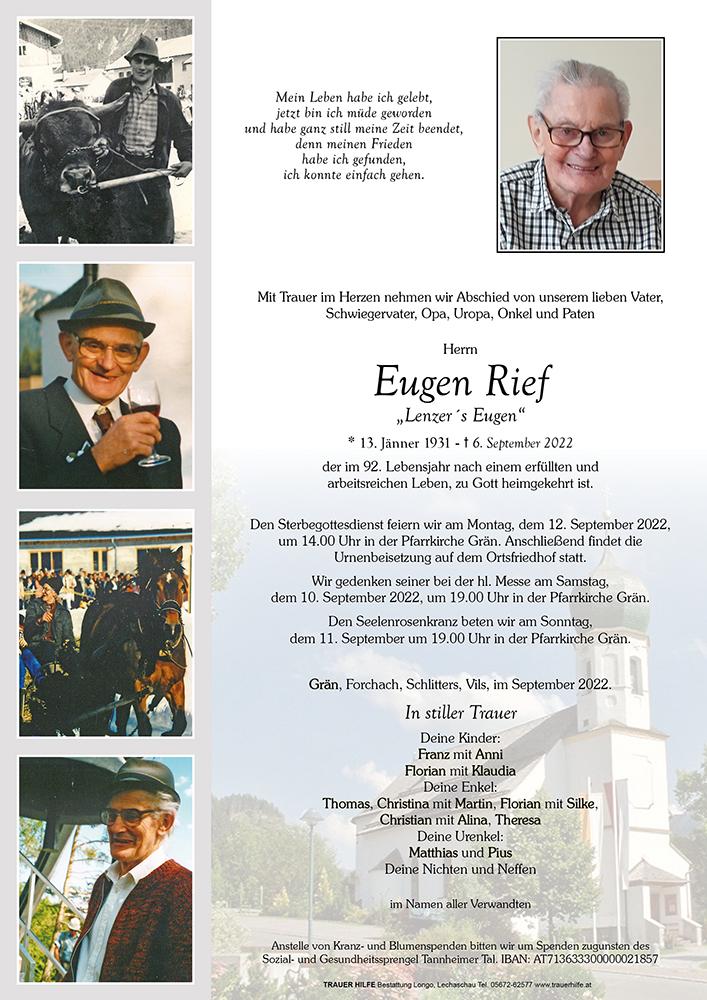Eugen Rief - Bestattung LONGO