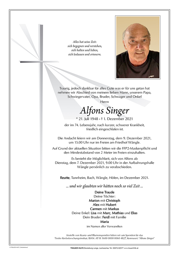 Alfons Singer - Bestattung LONGO