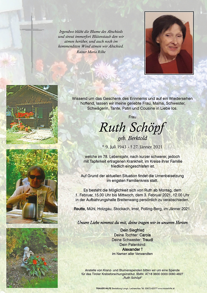 Ruth Schöpf - Bestattung LONGO