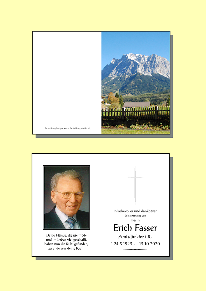 Erich Fasser - Bestattung LONGO