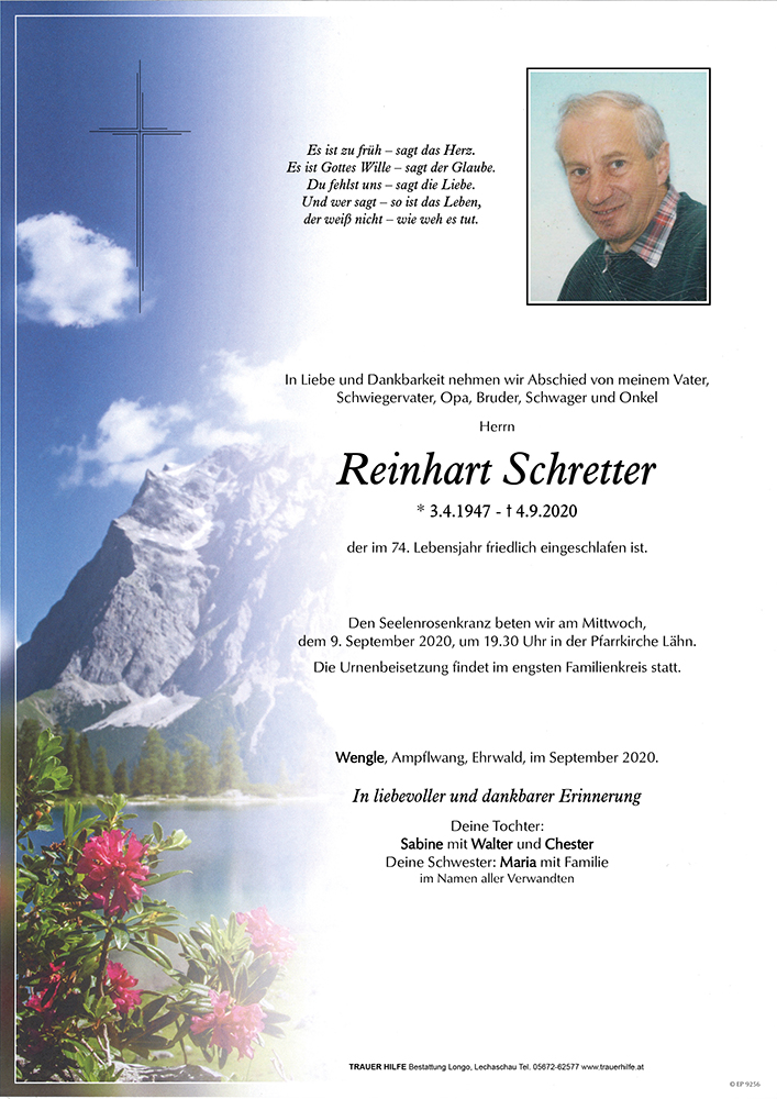 Reinhart Schretter - Bestattung LONGO
