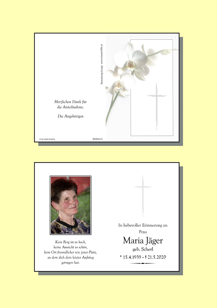Maria Jäger - Bestattung LONGO