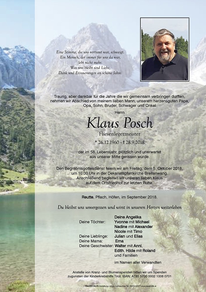 Klaus Posch - Bestattung LONGO