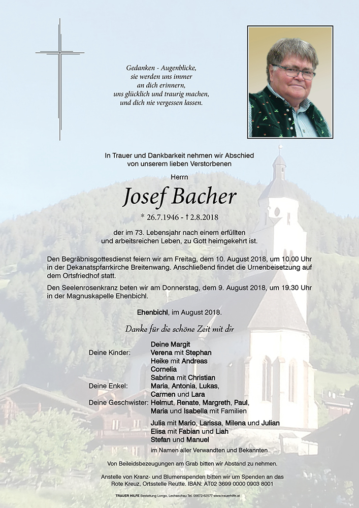 Josef Bacher - Bestattung LONGO