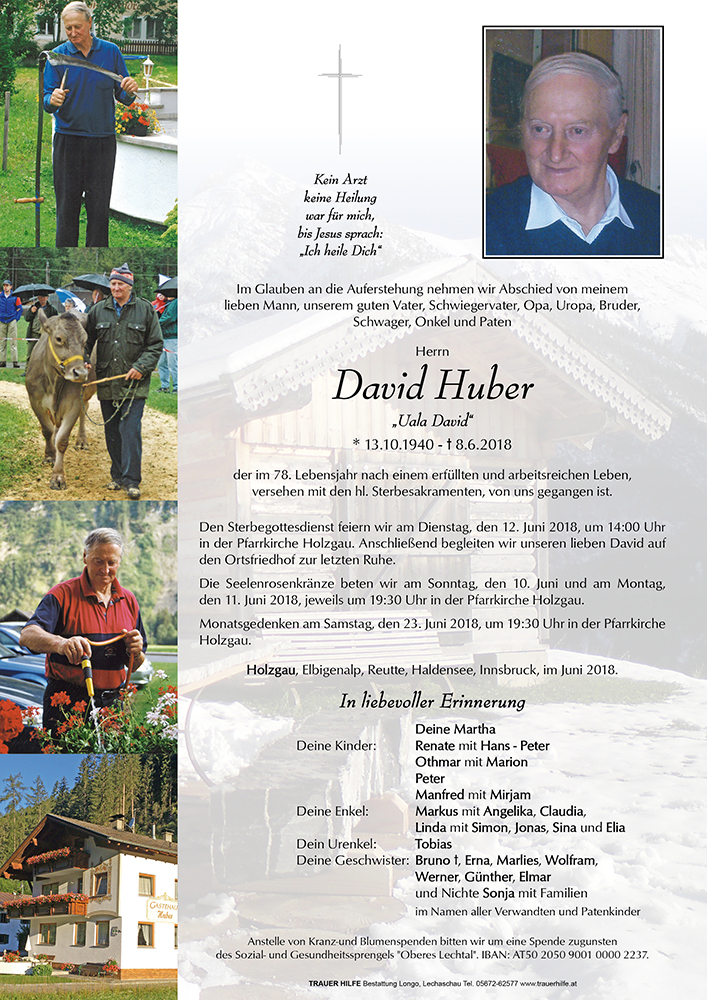 David Huber - Bestattung LONGO