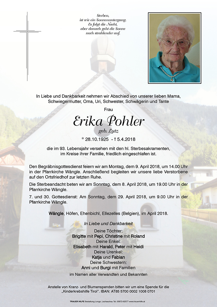 Erika Pohler - Bestattung LONGO