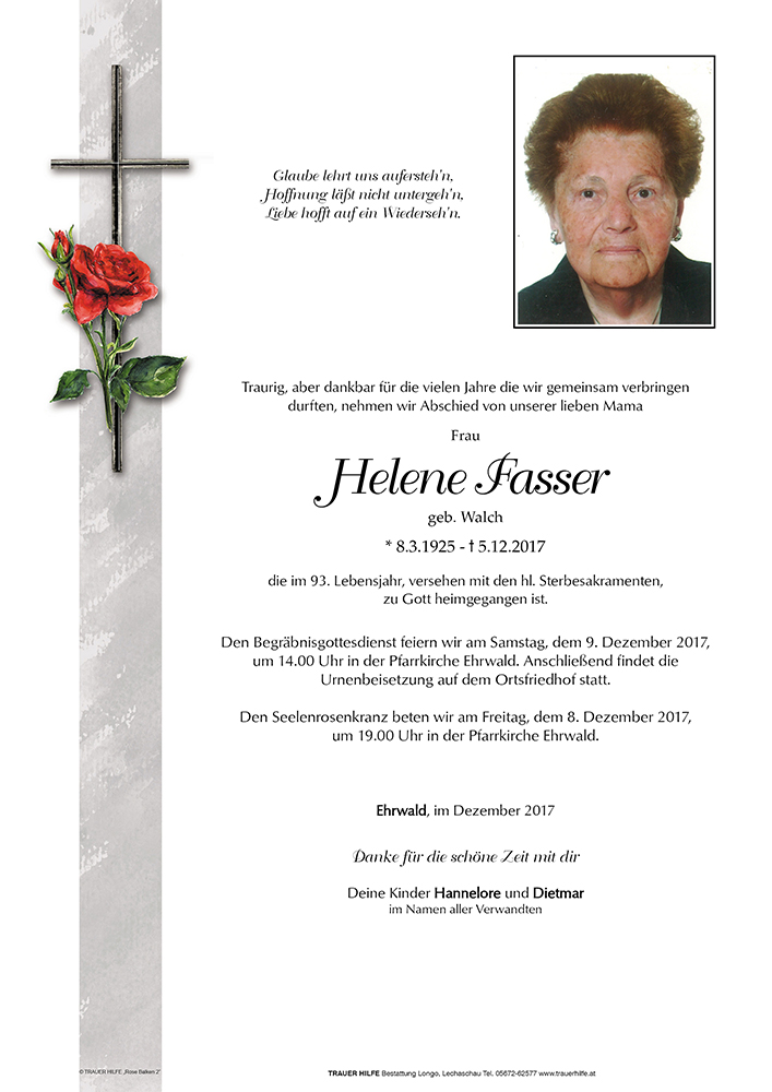 Helene Fasser - Bestattung LONGO