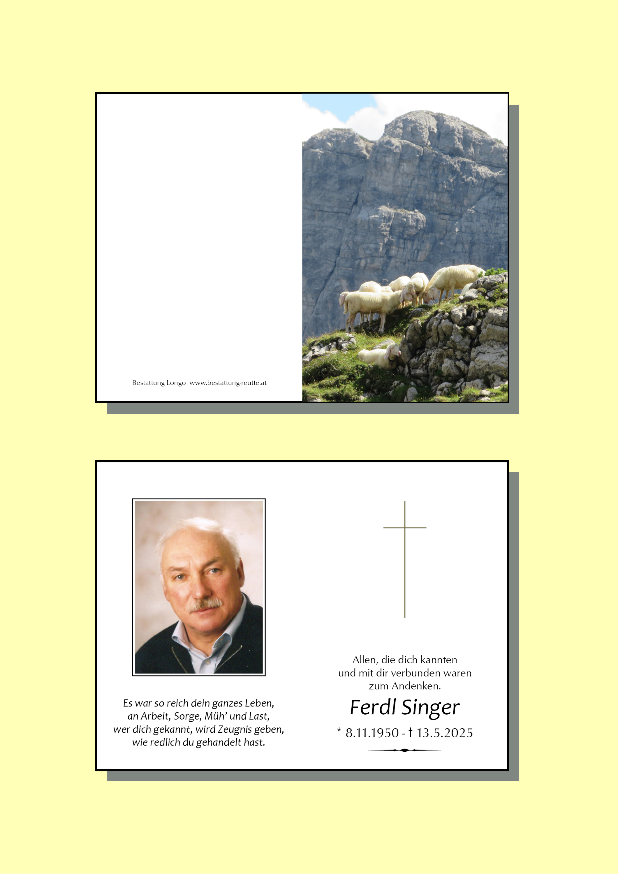 Ferdinand "Ferdl" Singer - Bestattung LONGO