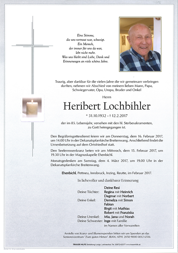 Heribert Lochbihler - Bestattung LONGO