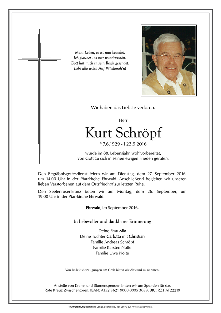 Kurt Schröpf - Bestattung LONGO