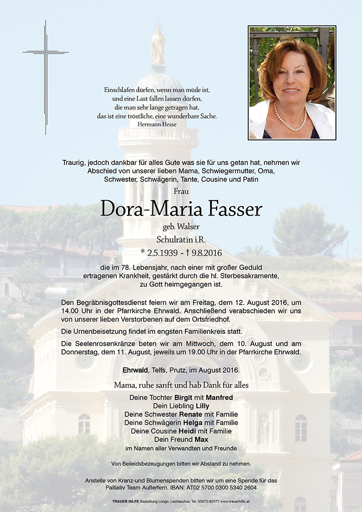 Dora-Maria Fasser - Bestattung LONGO