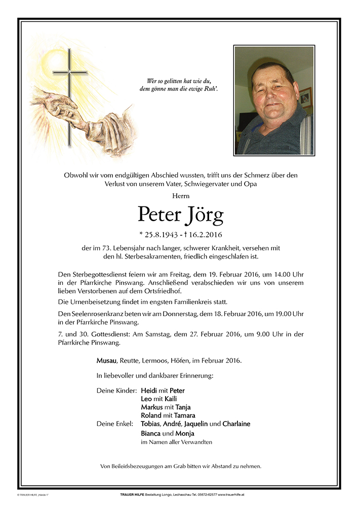 Peter Jörg - Bestattung LONGO