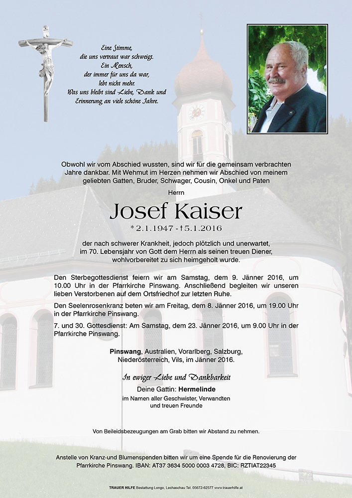 Josef Kaiser - Bestattung LONGO