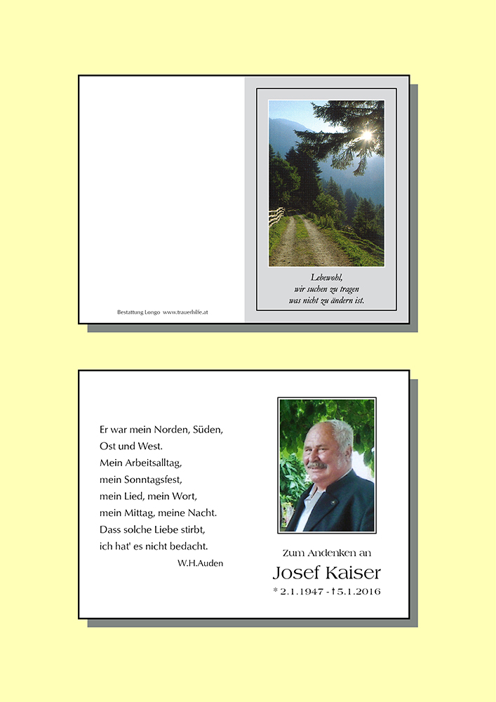 Josef Kaiser - Bestattung LONGO