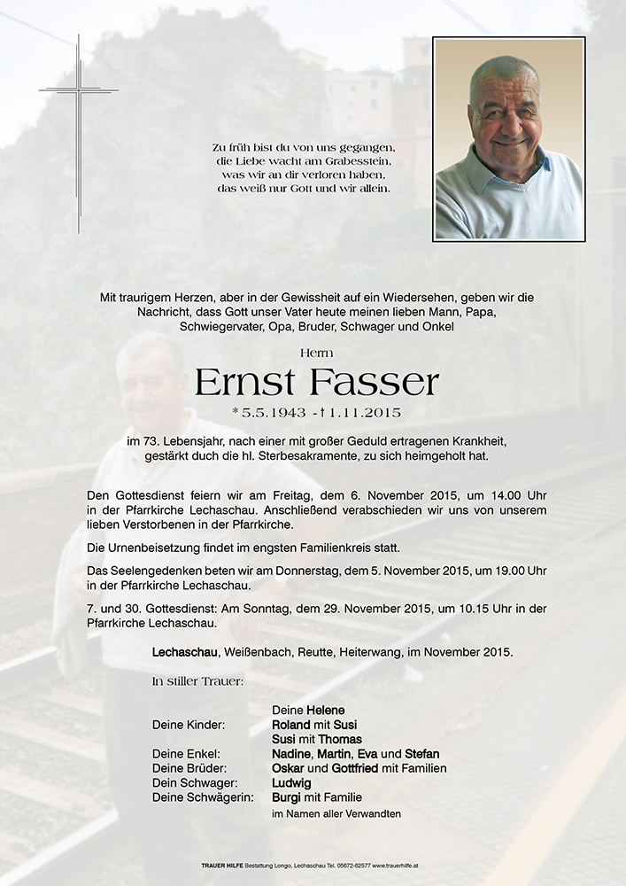 Ernst Fasser - Bestattung LONGO