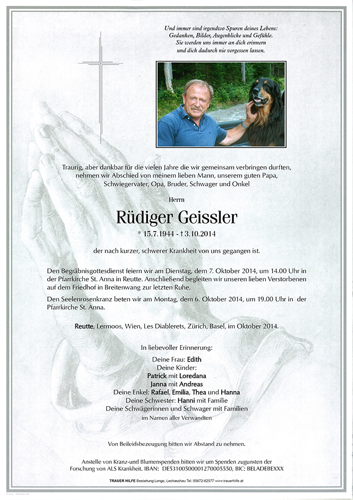 Rüdiger Geissler - Bestattung LONGO