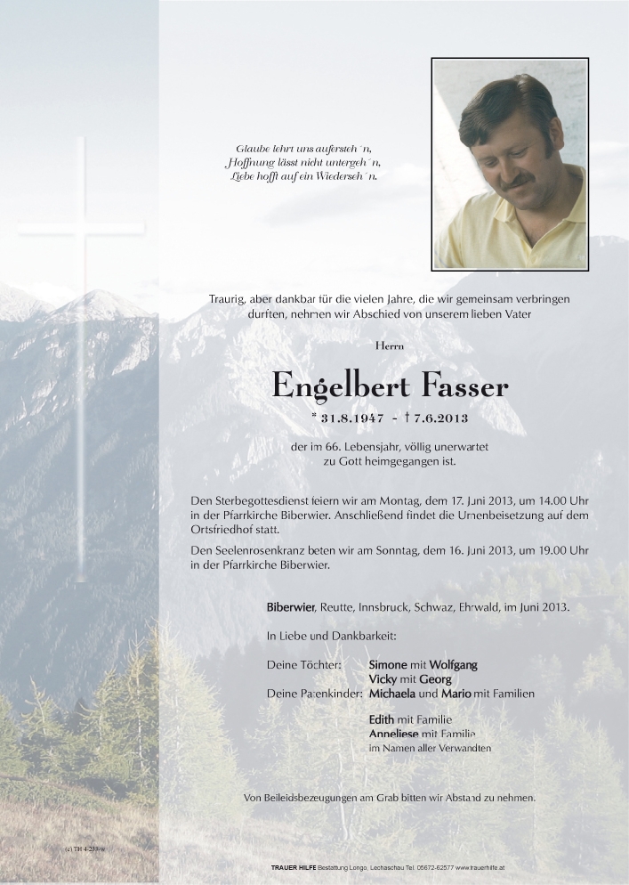 Engelbert Fasser - Bestattung LONGO
