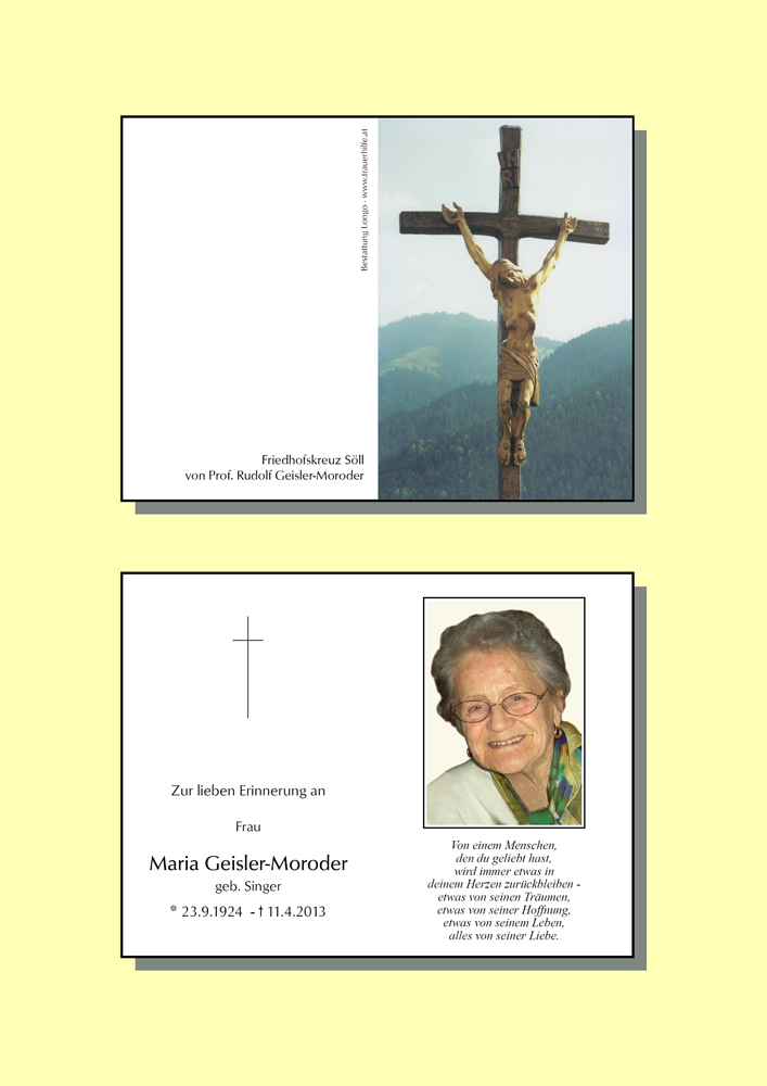 Maria Geisler-Moroder - Bestattung LONGO
